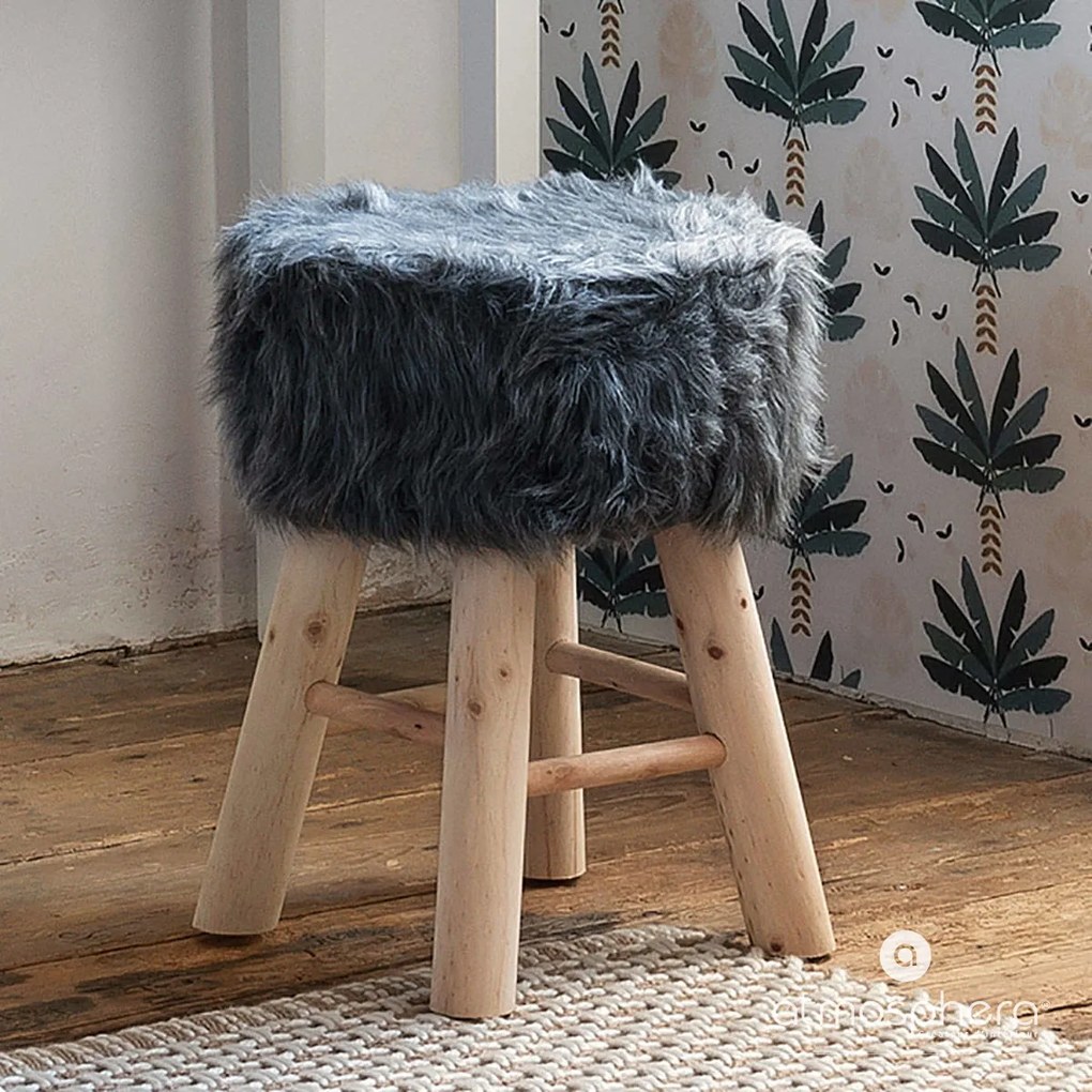Taburet, stolička do obýváku, šedá, průměr 30 cm