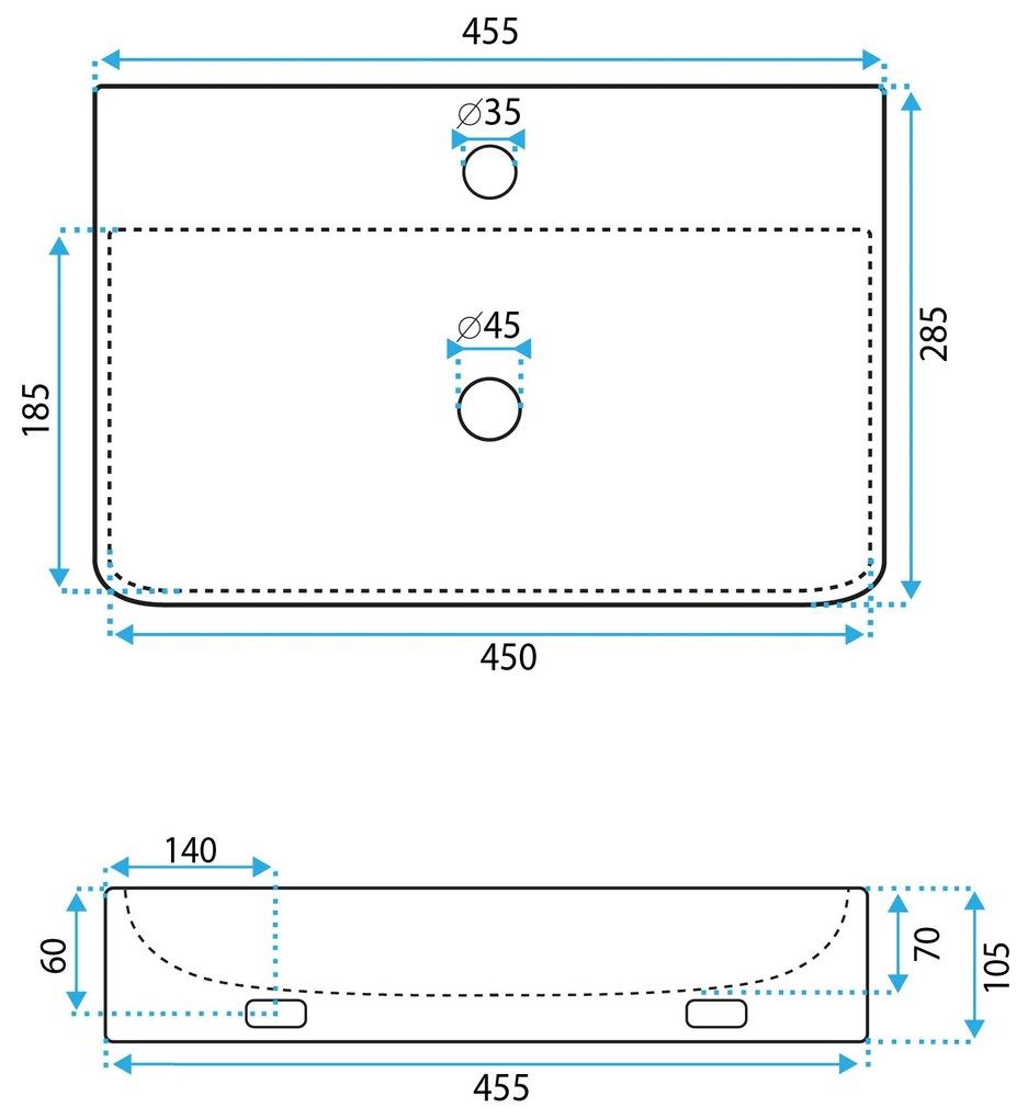 Keramické umyvadlo závěsné/na desku REA Naomi