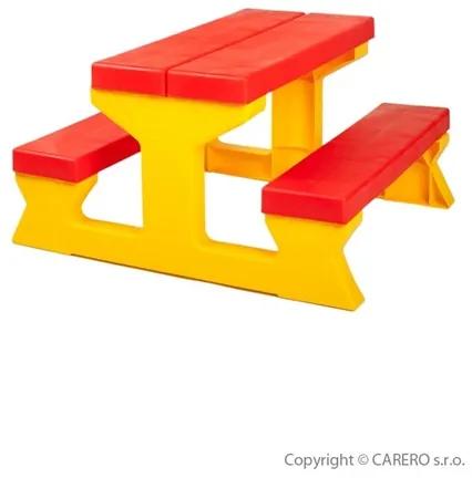 STAR PLUS | Nezařazeno | Dětský zahradní nábytek - Stůl a lavičky červeno-žlutý | Červená |