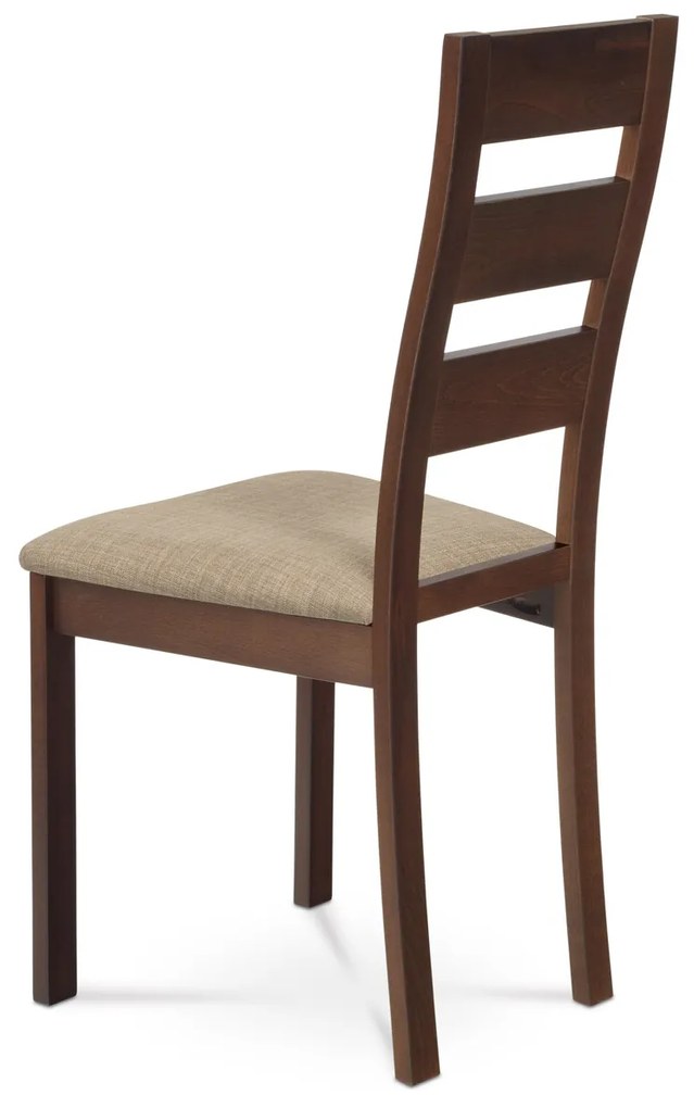 AUTRONIC Jídelní židle masiv buk, barva ořech, látkový béžový potah
