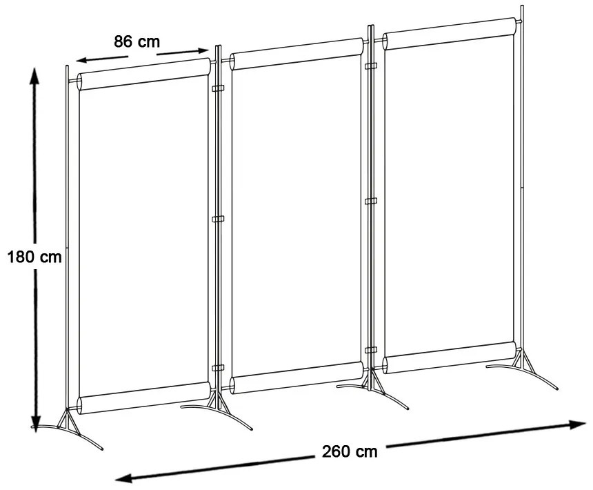 Mobilní dělič prostoru 260x180cm, šedý