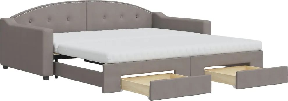 Válenda s přistýlkou a zásuvkami taupe 100 x 200 cm textil 3197592