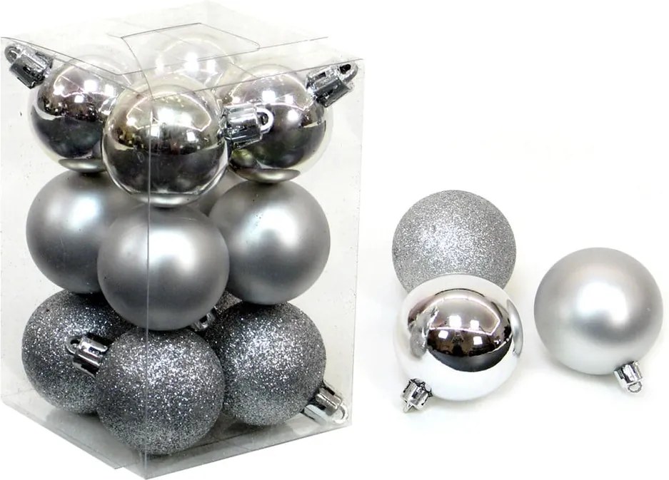 Sada 12 vánočních ozdob ve stříbrné barvě Unimasa Navidad
