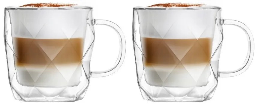 Skleněné hrnky v sadě 2 ks na cappuccino/dvoustěnné 330 ml Geo – Vialli Design