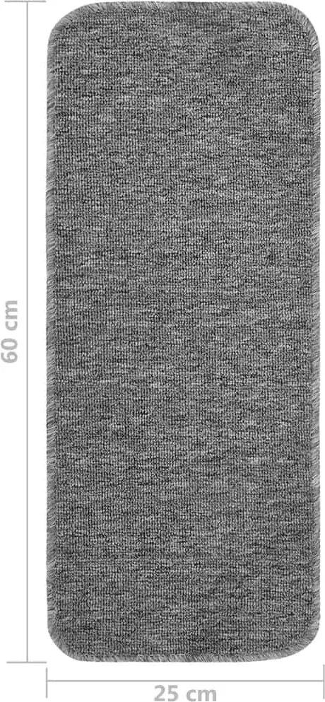 Protiskluzové nášlapy na schody 15 ks 60x25 cm šedé obdélníkové 340396