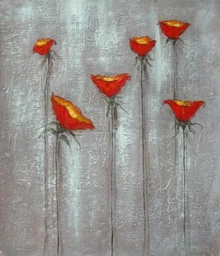 Červená kvítka - 120 x 90 cm