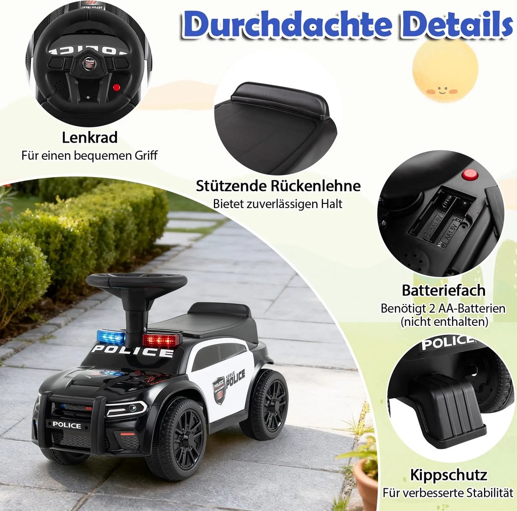 Costway Policejní auto pro batolata Auto s blikajícími světly