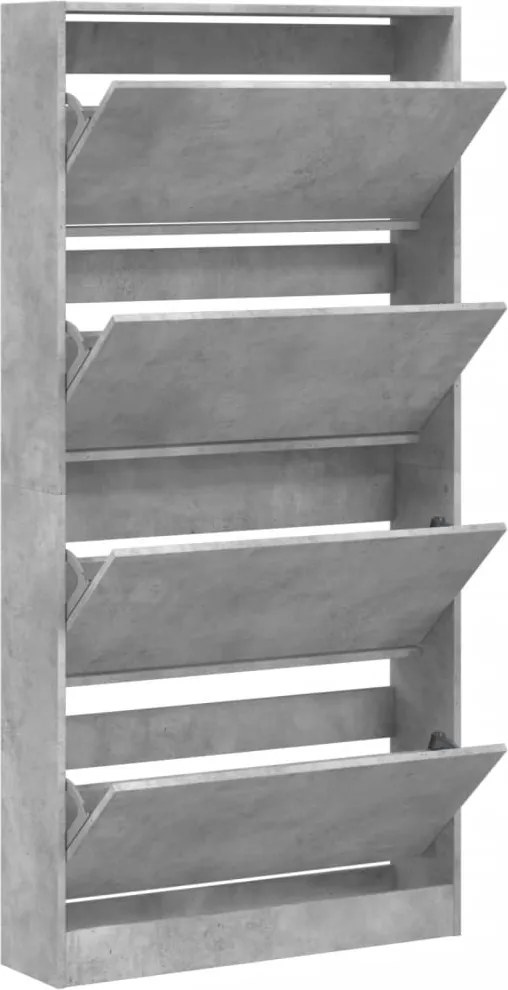 Botník se 4 výklopnými zásuvkami betonově šedý 80x21x163,5 cm 3214367