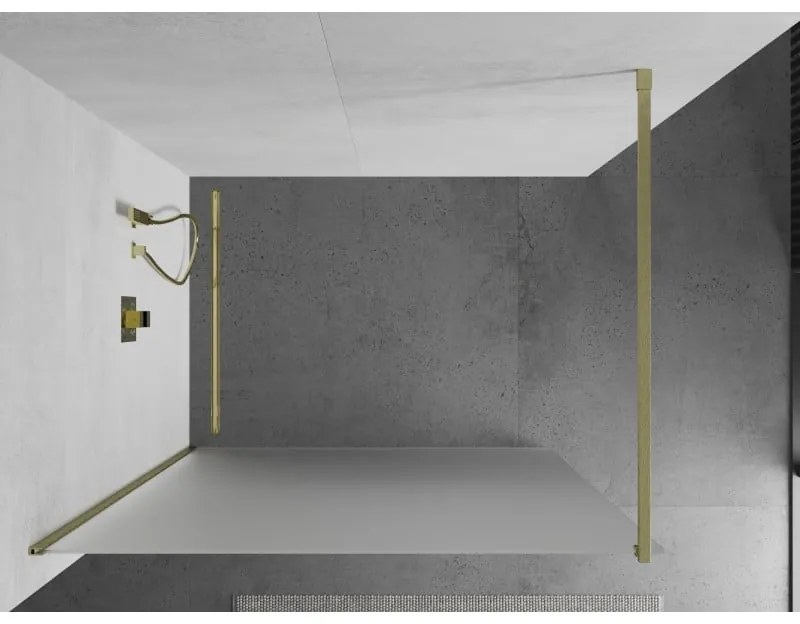 Mexen Kioto, sprchová zástěna Walk-In 120 x 200 cm, 8mm sklo námraza, zlatý matný profil, 800-120-101-55-30