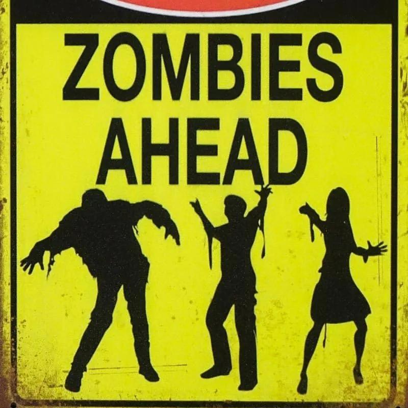 Kovová cedule Warning Zombies