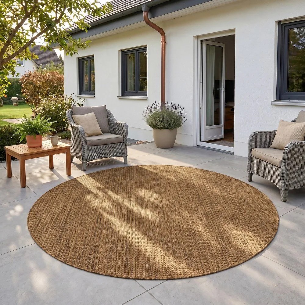 Hnědý kulatý vnitřní a venkovní koberec ø 80 cm Mira 1450 – Ayyildiz Carpets