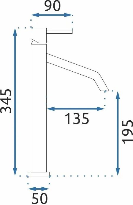 Rea Level, vysoká umyvadlová baterie h-345, zlatá matná, REA-B6217