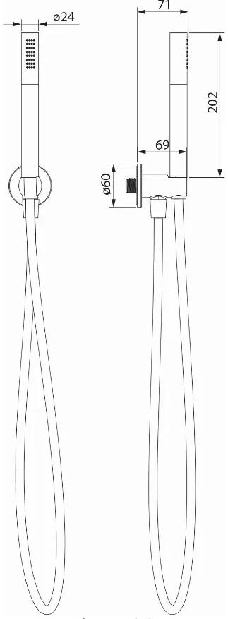 Cersanit Inverto, ruční sprcha s hadicí a úhlovým držákem sprchy, chromová, S951-708