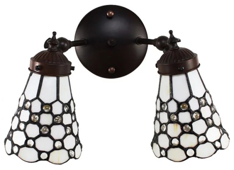 Nástěnná lampa Tiffany s bílými stínidly Diantha – 30x23x23 cm