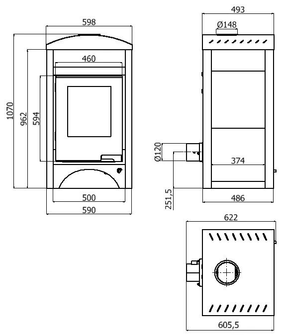 Krbová kamna AQUAFLAM VARIO ® BARMA 11kW Bělený Dub (teplovzdušná verze)