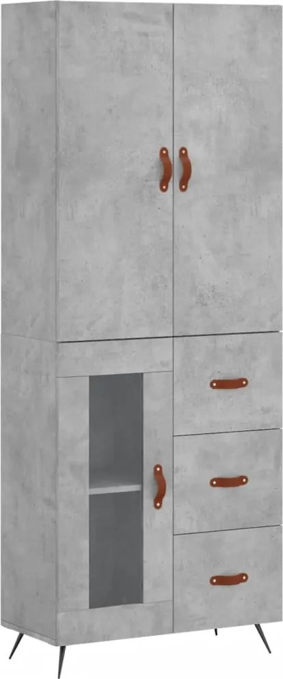 Skříň highboard betonově šedá 69,5x34x180 cm kompozitní dřevo 3195935