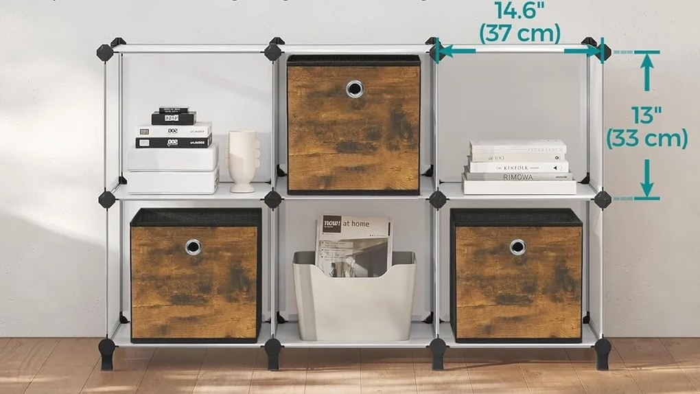 Sada 6 ks skládacích úložných boxů Teria hnědá/černá