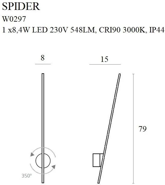 Maxlight W0297 SPIDER Nástěnné svítidlo IP44, zlaté