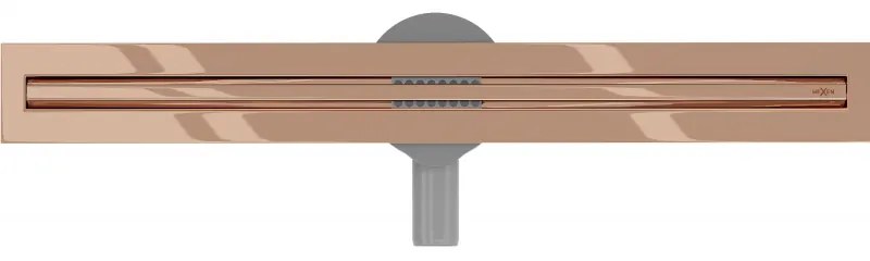 Mexen Flat nerezový sprchový žlab s rotačním 360° sifonem 60 cm, vzor SLIM, růžovo-zlatá, 1641060
