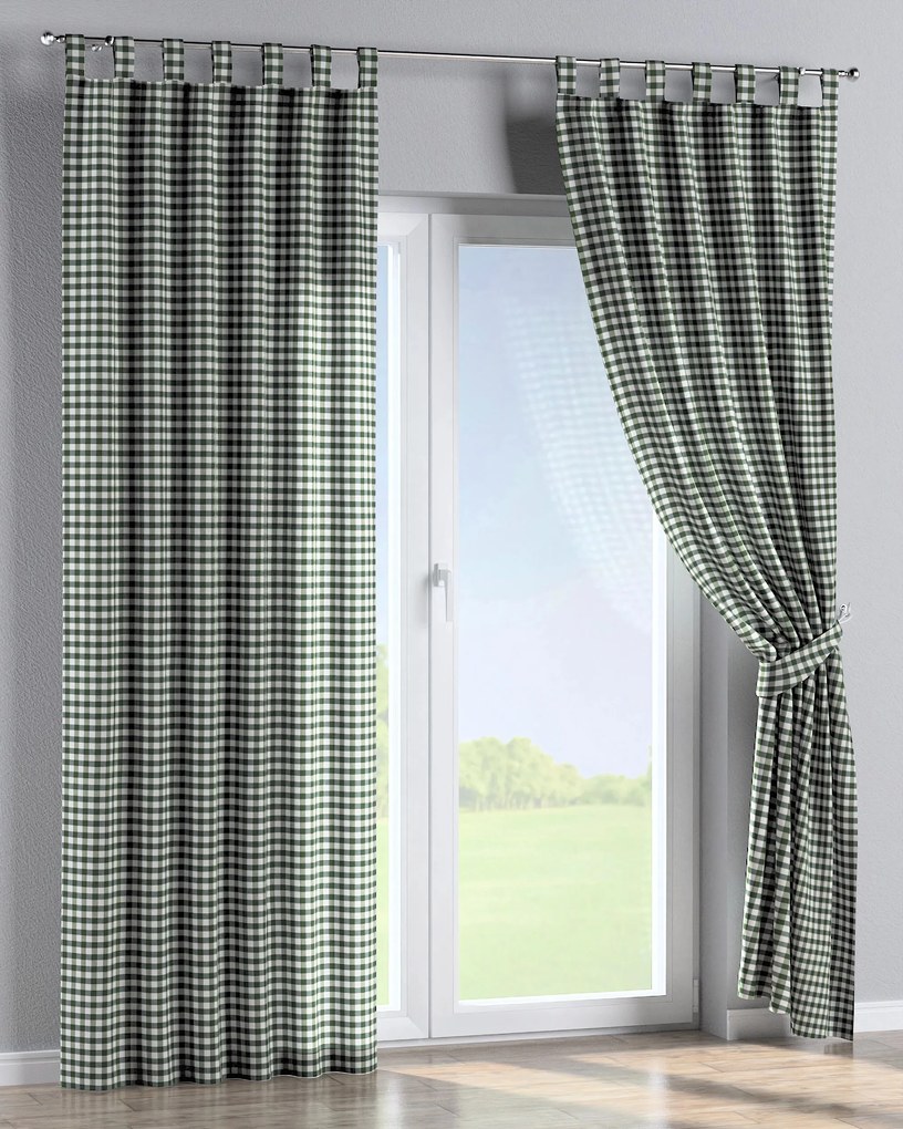 Závěs na poutkach barva zelená látka vzorované