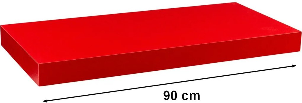 Nástěnná police STILISTA VOLATO - matná červená 90 cm
