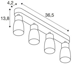 SLV 1008352 Puri 2.0 Dome, černé nástěnné/stropní svítidlo 4xGU10, délka 36,5cm