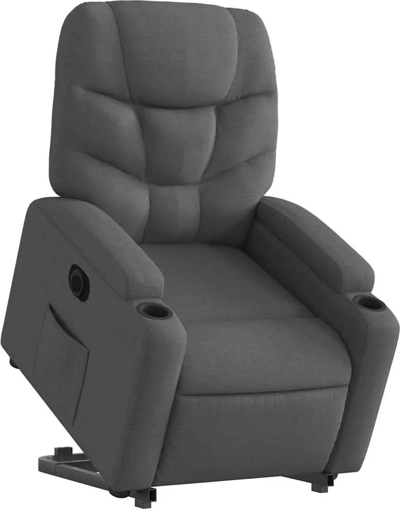Elektrické zvedací polohovací křeslo tmavě šedé textil 3204621