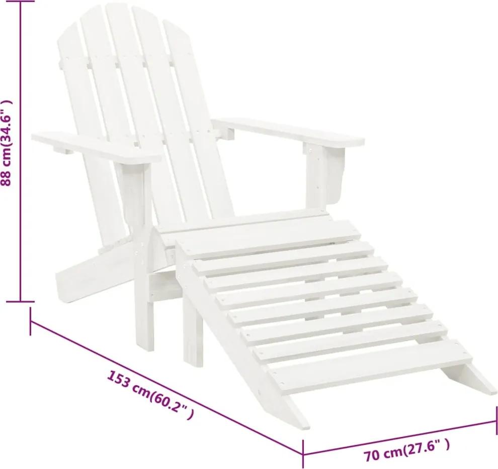vidaXL Zahradní židle Adirondack s podnožkou masivní jedle [40859] Barva: Bílá