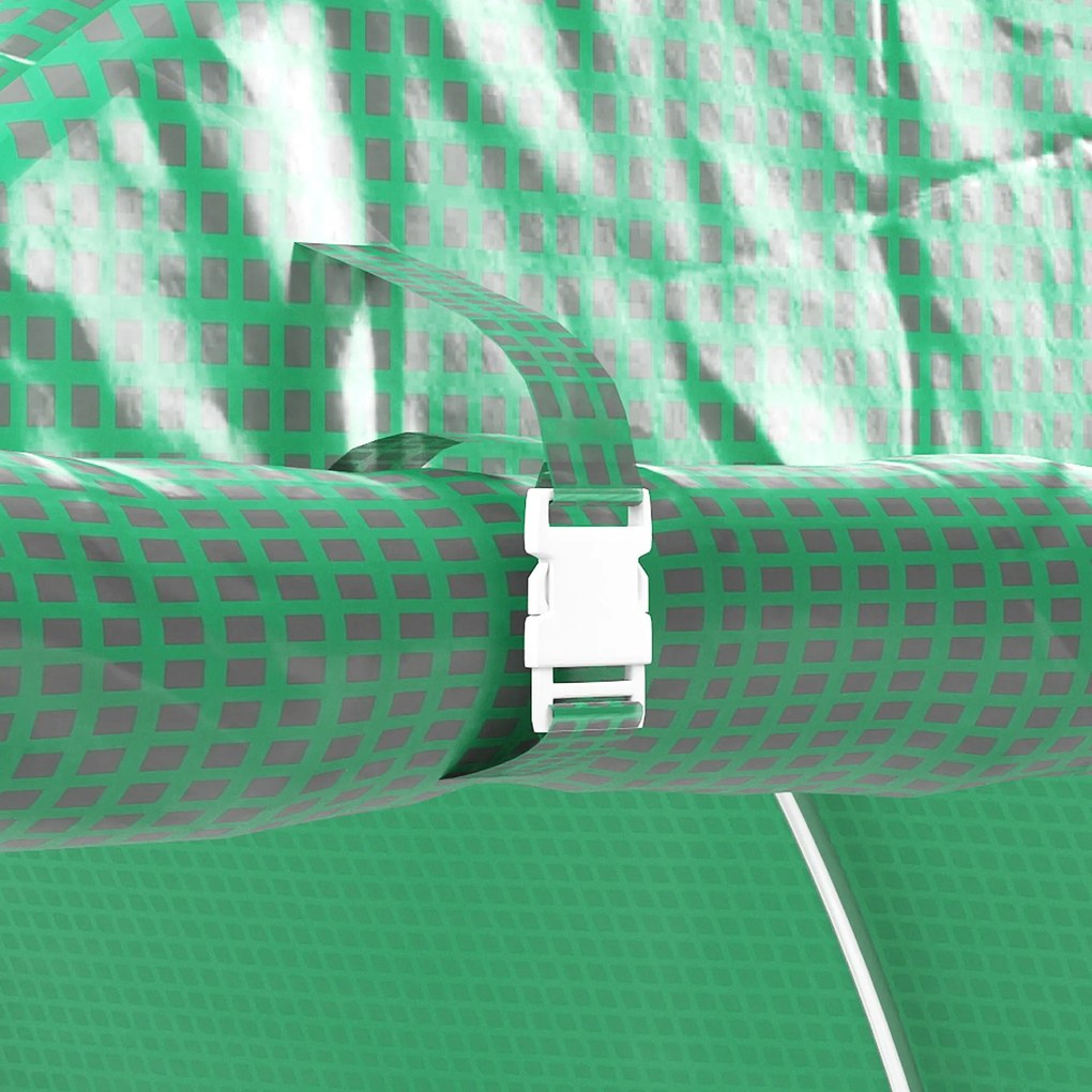 Zahradní tunelová skleník Outsunny 24m² 8L x 3W x 2H m - 16 oken, Rolovací zipová vrata - Pozinkovaná ocelová konstrukce, Vysoce hustý PE kryt | Aosom