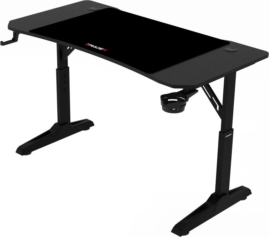 Výškově nastavitelný herní stůl ERACER H1112 — 120x60 cm, kov, melamin, černá