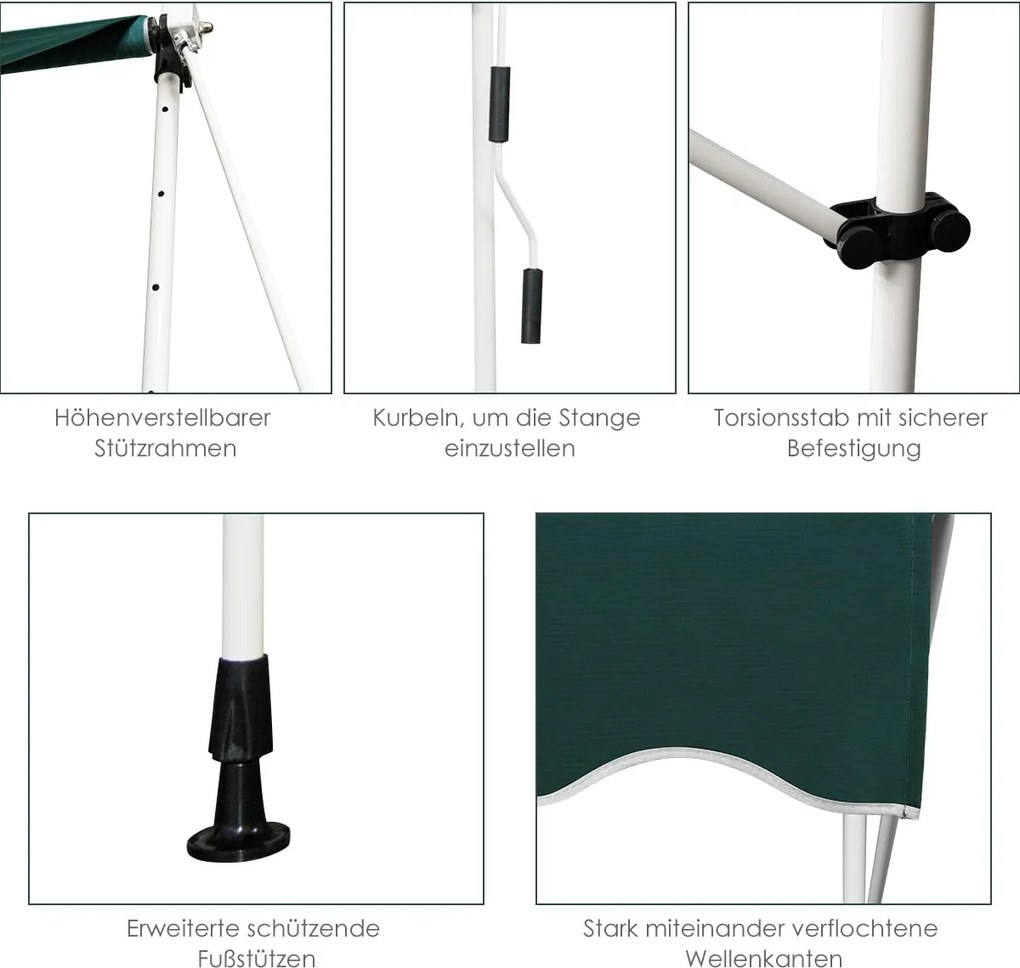 Costway Upínací markýza 200 cm široká balkónová markýza bez vrtání, odolná proti