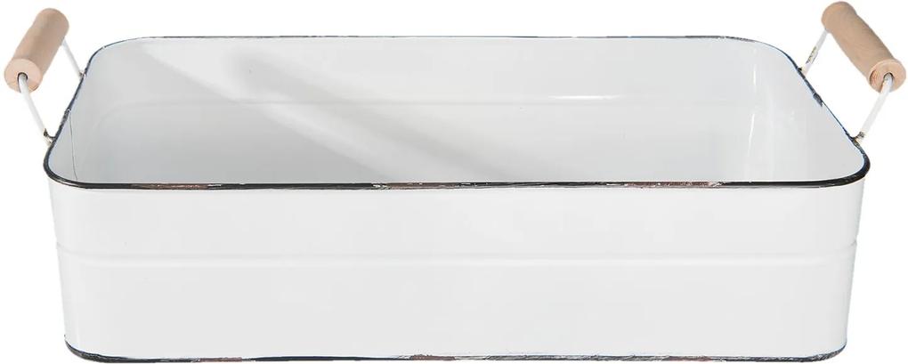 Bílý kovový podnos - 57*26*18 cm