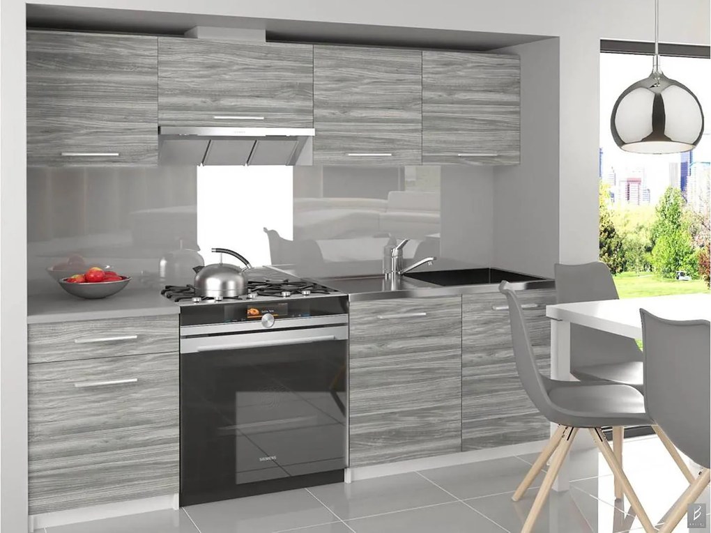 Kuchyňská linka Belini 180 cm šedý antracit Glamour Wood s pracovní deskou Superuniqa3
