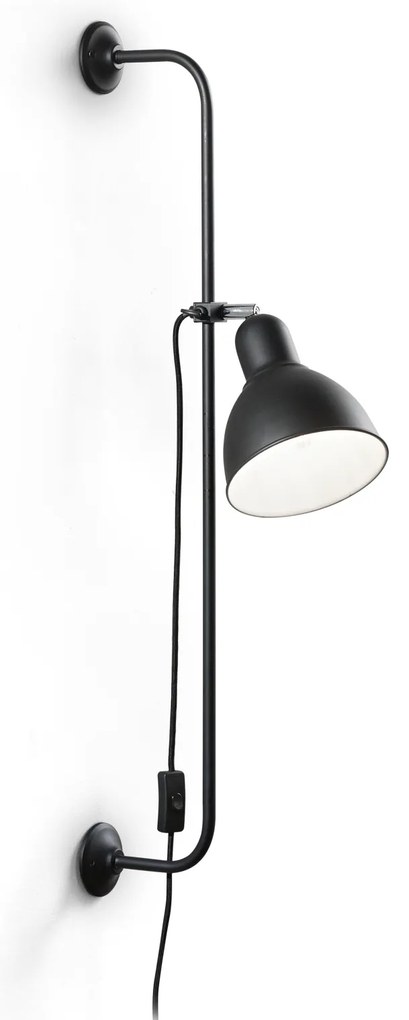 Ideal Lux Černé nástěnné světlo s ramenem SHOWER/1x E27