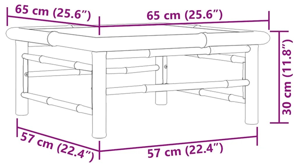vidaXL Marketos Zahradní stolek 65 x 65 x 30 cm bambus
