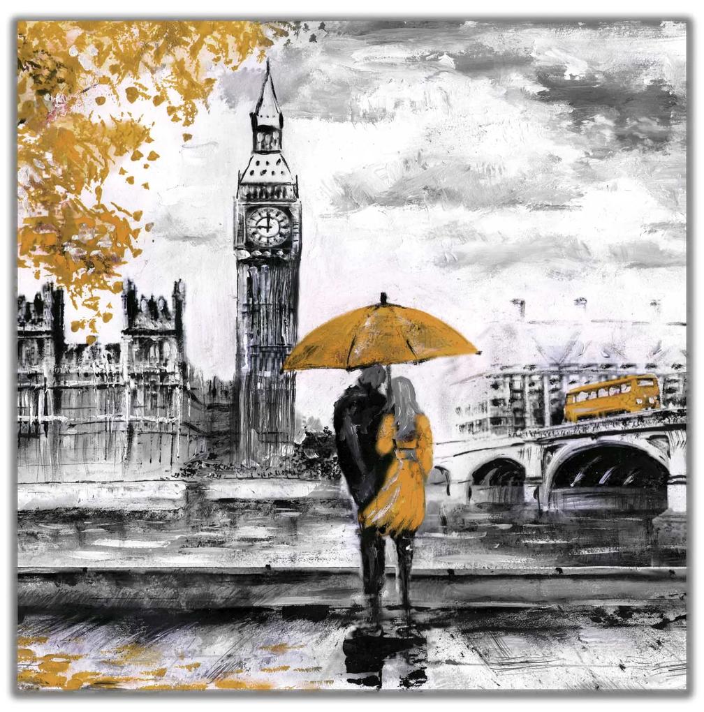 Malvis ® Obraz londýnská procházka žlutá Velikost (šířka x výška): čtverec - 30x30 cm