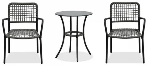 Zahradní set 1+2 stůl 60x60 židle umělý ratan kov antracit AZ-L1103 GREY