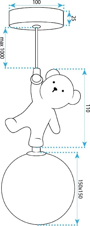 Toolight Toolight, závěsné svítidlo MEDVĚD STOJÍCÍ NA MĚSÍCI G166-1CP, OSW-07806