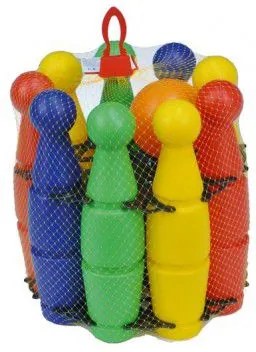 Kuželky plast 23cm 9ks v síťce 18m+