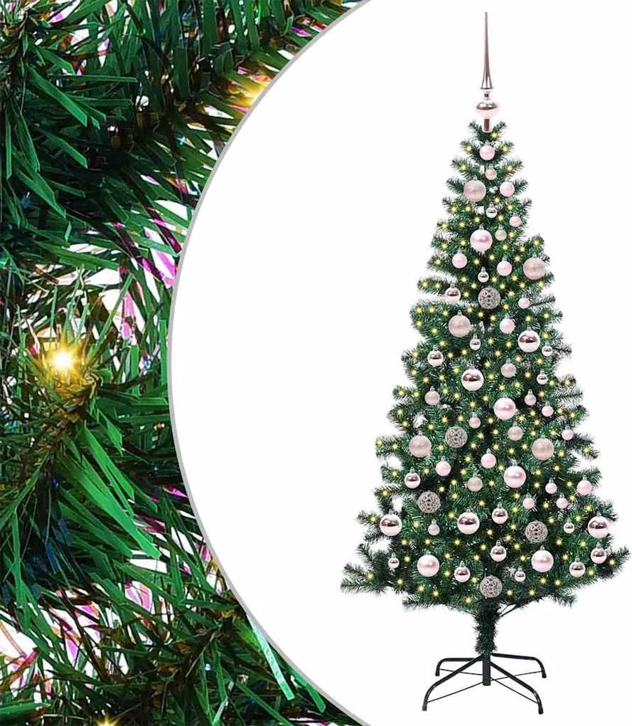 Umělý osvětlený vánoční stromeček Zelená 180 cm PVC a kov 3396764