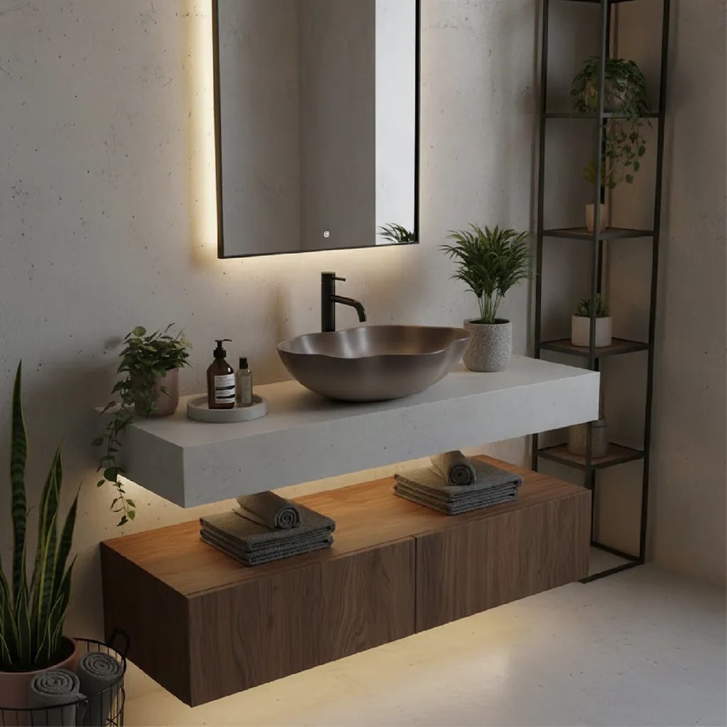 Rea Pearl, umyvadlo na desku 505x380x135 mm, béžová-hnědá-Ombre, REA-U0629