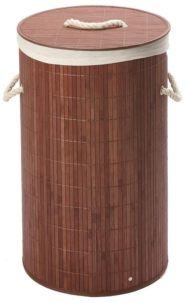 Kulatý bambusový koš na špinavé prádlo