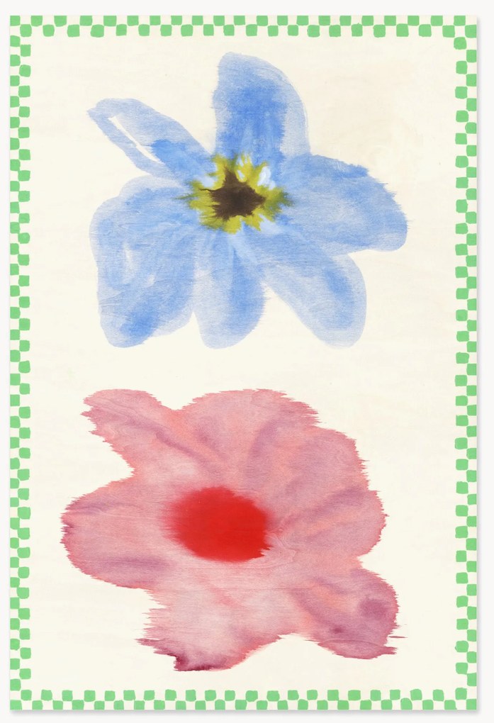 Digitální tisk Flower with Checks 01