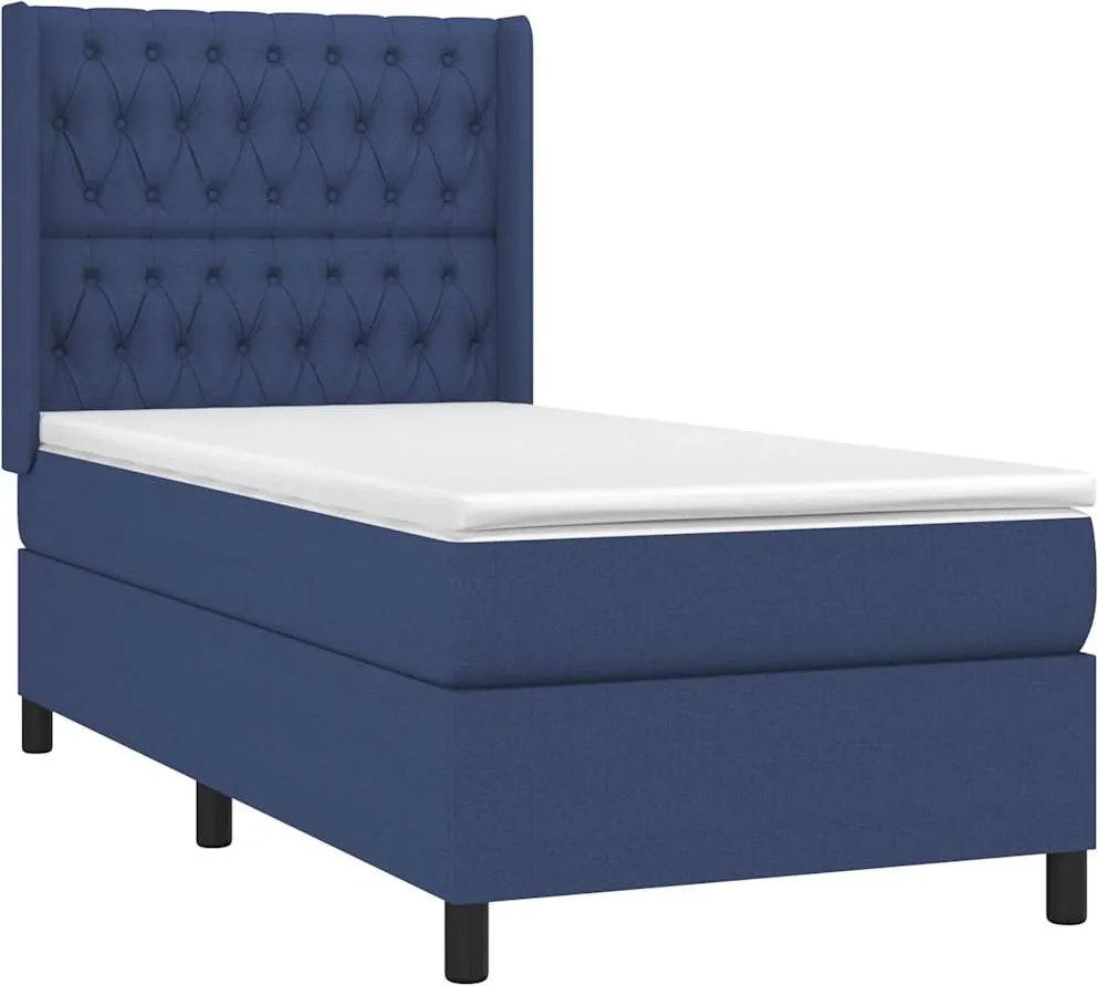 Box spring postel s matrací modrá 90x200 cm textil 3131647