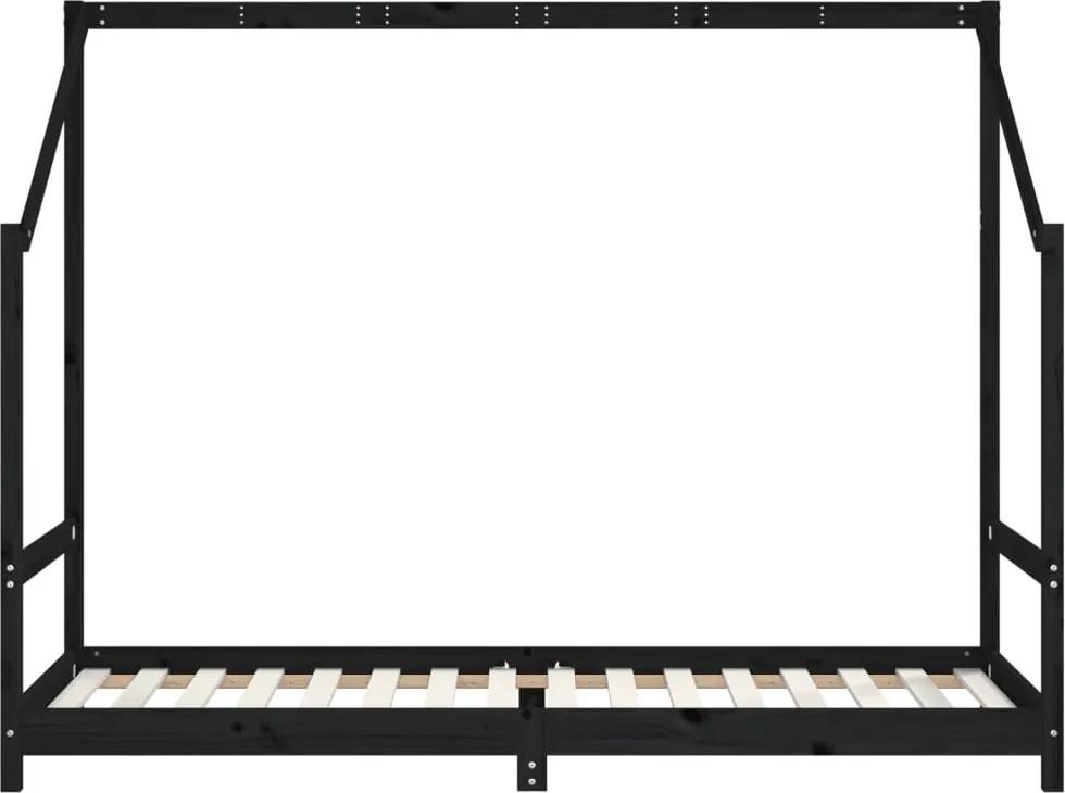 vidaXL Dětská postel 2x (90 x 200) cm masivní borové dřevo [3200591] Barva: Černá
