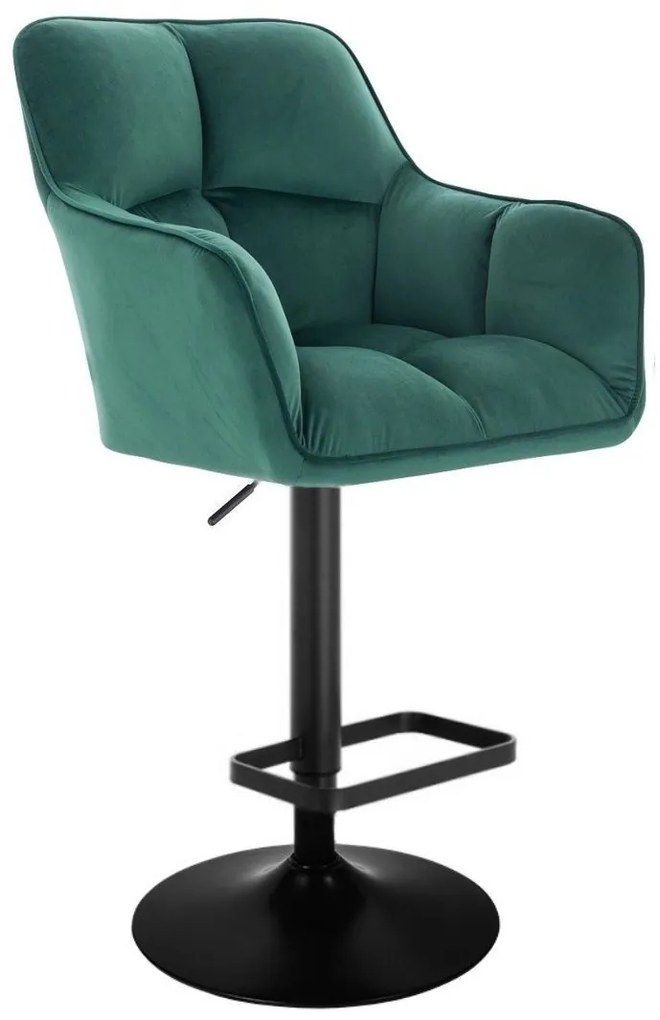 LuxuryForm DESIGN Barová židle AMALFI VELUR na černé kulaté podstavě - zelená