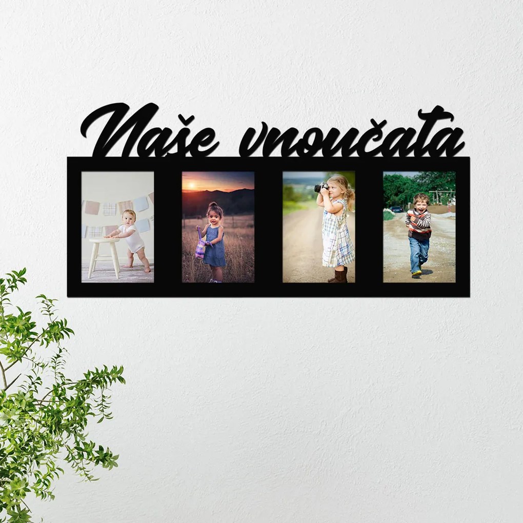dřevo života Dřevěný fotorámeček Naše vnoučata Zvolte barvu dekoru: Černá, Velikost fotografie: 13x18, Počet fotorámečků: 4