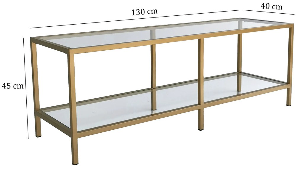 KALUNE DESIGN Kovový TV stolek GLAMP zlatý 552NOS2223