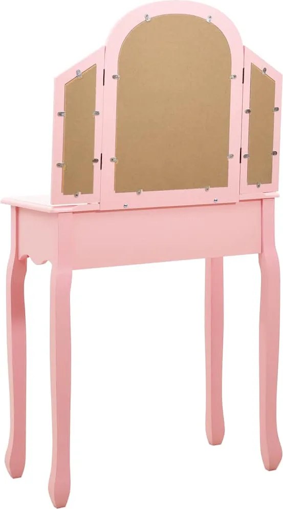 Toaletní stolek se stoličkou růžový 65x36x128 cm pavlovnia MDF 289335