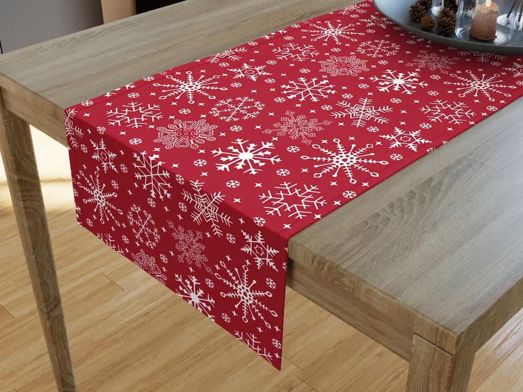 Goldea vánoční bavlněný běhoun na stůl - vzor sněhové vločky na červeném  20x160 cm | BIANO
